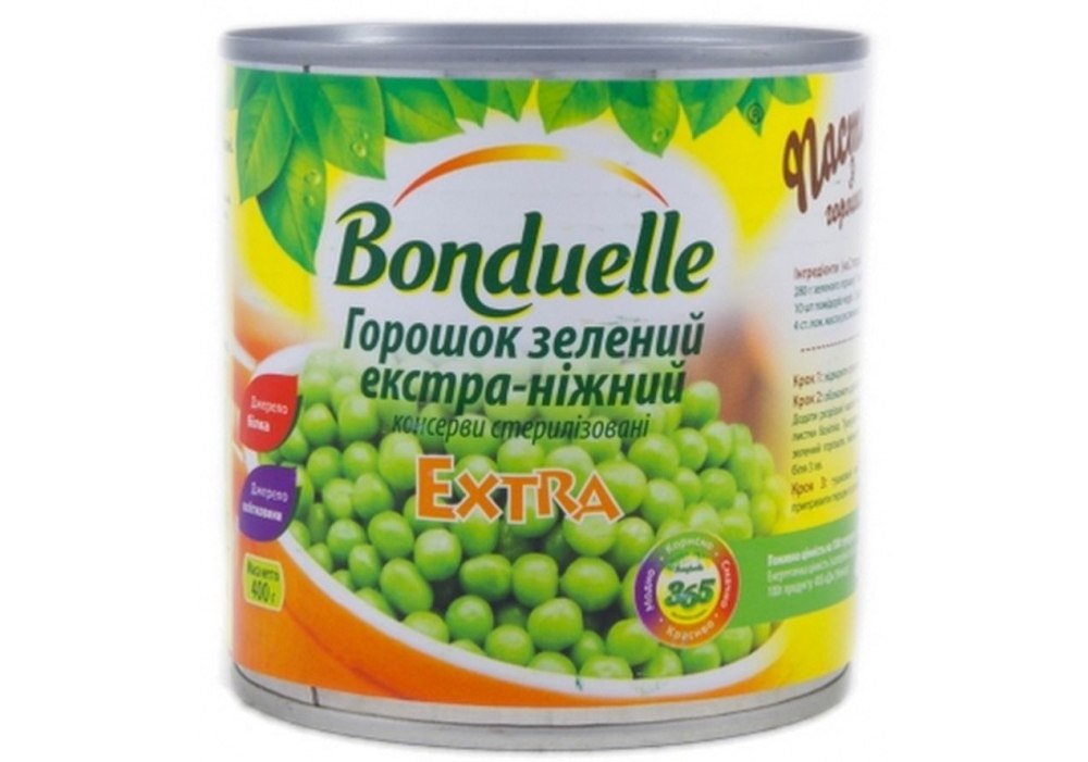 Купить Горошек зеленый Bonduelle экстра-нежный ж/б, 400г - ПАПИРУС