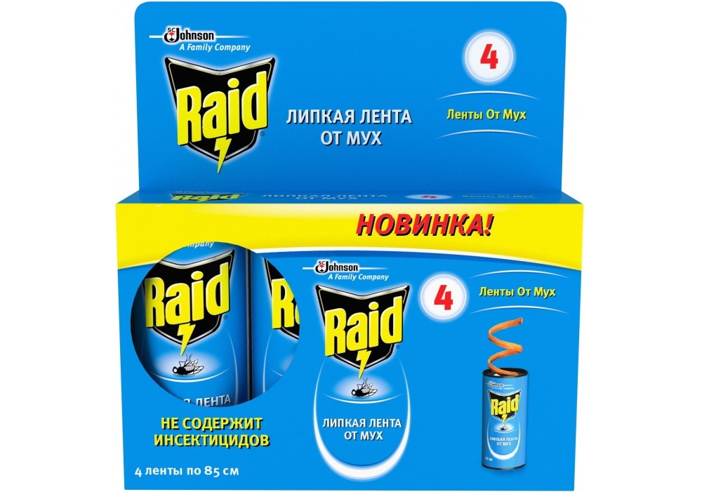 Купить Липкая лента от мух Raid 4 шт - ПАПИРУС