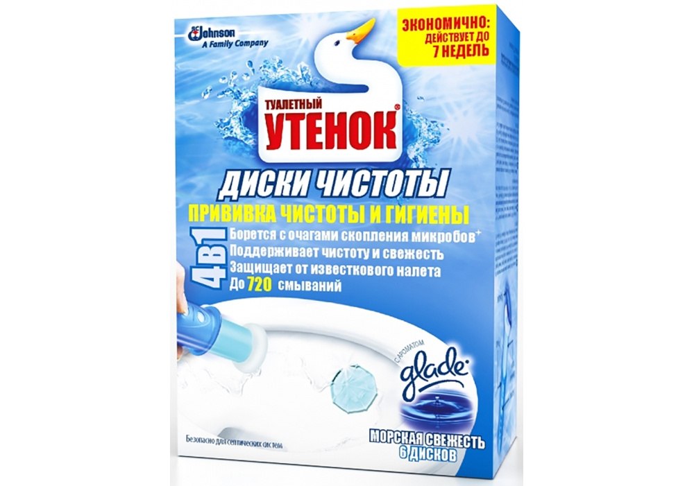 Купить Диски чистоты для унитаза Морская свежесть Туалетный утенок 50 г ...