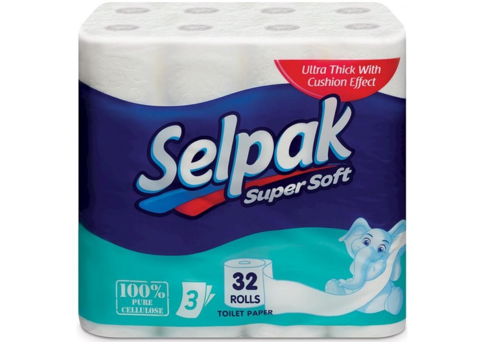 Купить Туалетная бумага 3 слоя Selpak 32 шт 18,6 м целлюлозный - ПАПИРУС